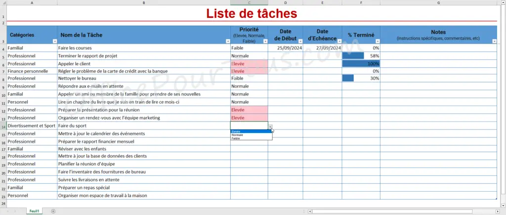 Modèles : Tableaux Excel de suivi de tâches – OfficePourTous