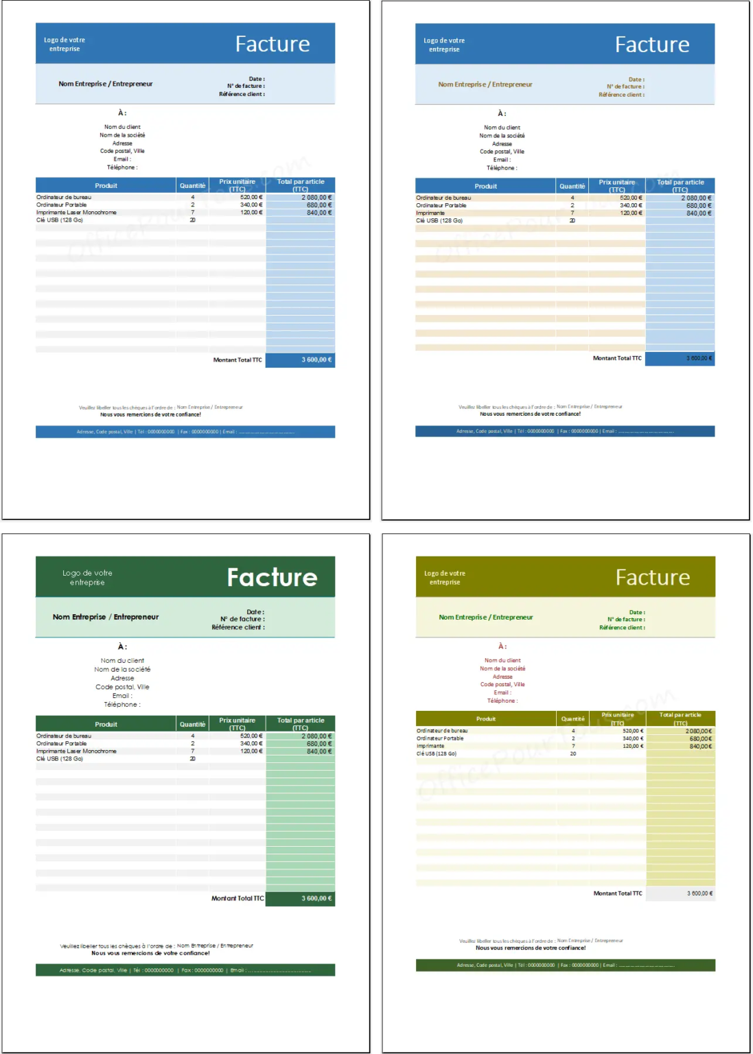Modèles Excel de Factures – OfficePourTous
