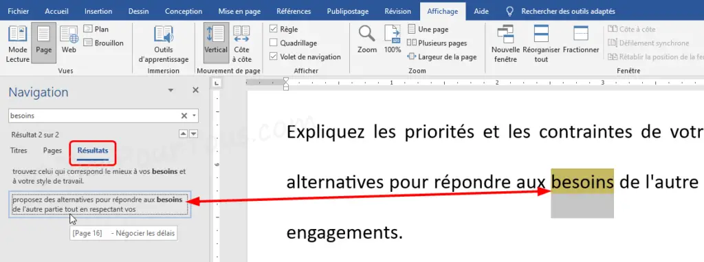 Naviguer dans de longs documents Word via le volet de navigation ...